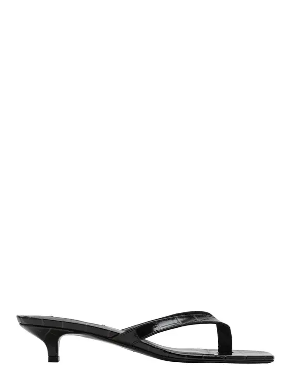 TOTEME Croc-effect Leather Heeled Flip-flops - Brown