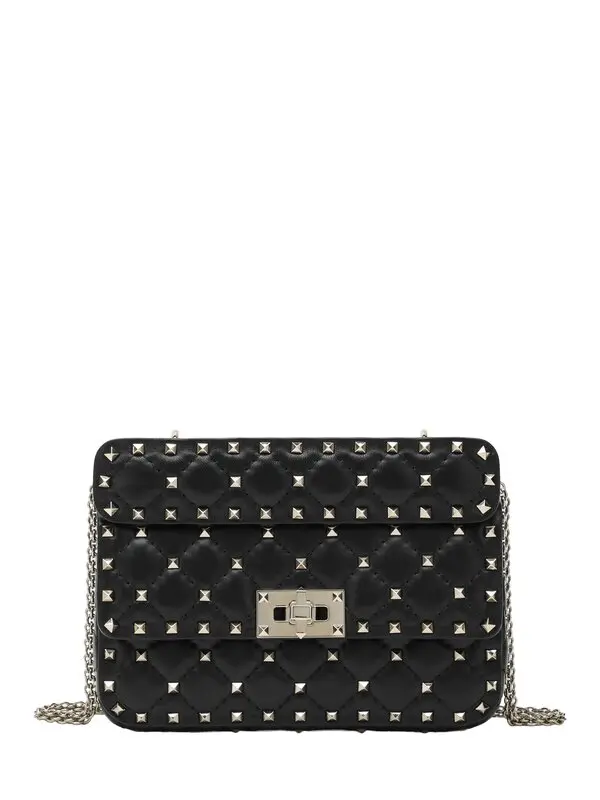 Valentino Garavani Mini Rockstud Spike Top Handle Bag In Leather - Black