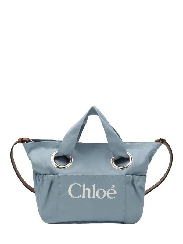 Chloé Light Tote Bag With Embroidered Logo - Blue