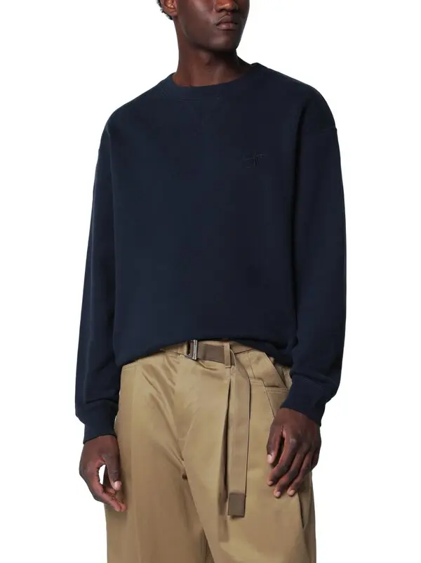 JW Anderson Navy Cotton Sweatshirt With Embroidered Logo - Blue