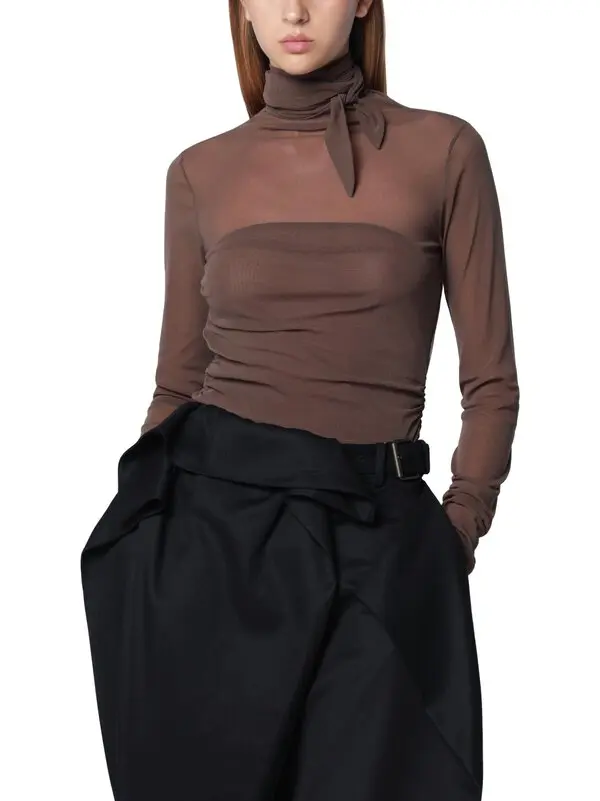 LEMAIRE Cocoa Ballerina Jersey Top With Scarf - Brown