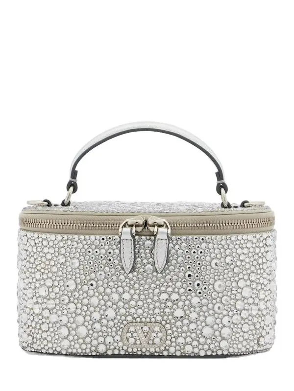 Valentino Garavani Vlogo Small Embellished Vanity Bag - Silver