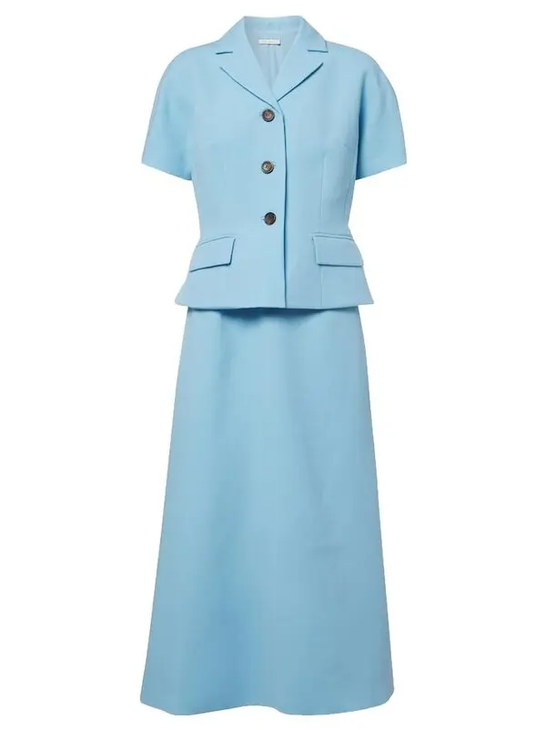 EMILIA WICKSTEAD Alexina Wool Crepe Midi Dress - Blue