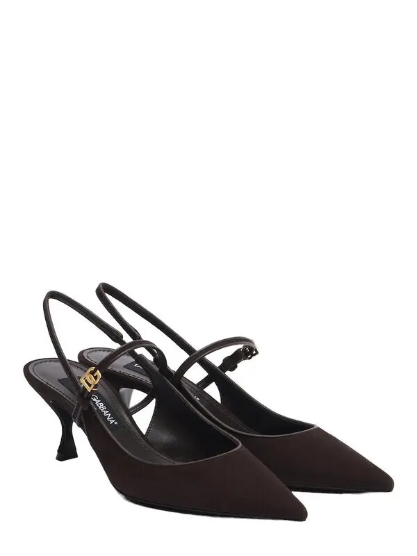 Dolce & Gabbana Dg Suede Slingback Pumps - Brown