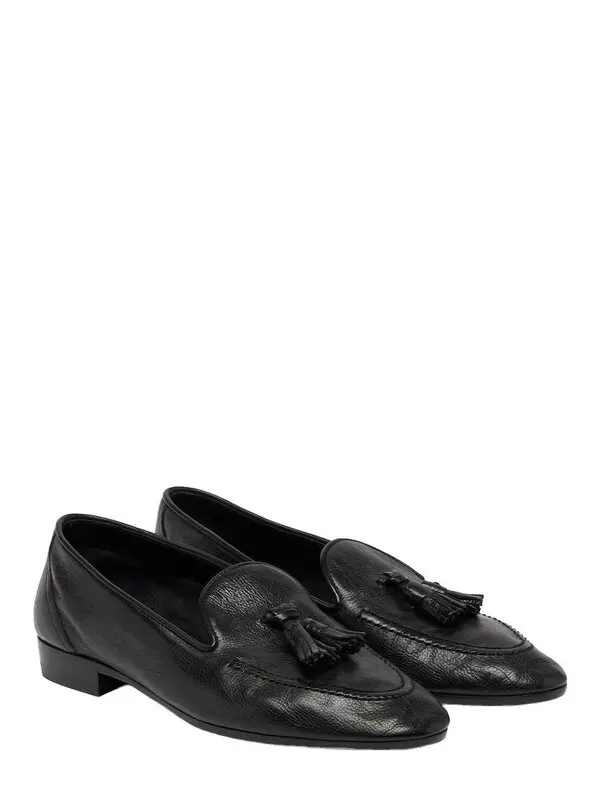 THE ROW Caden Leather Loafers - Black