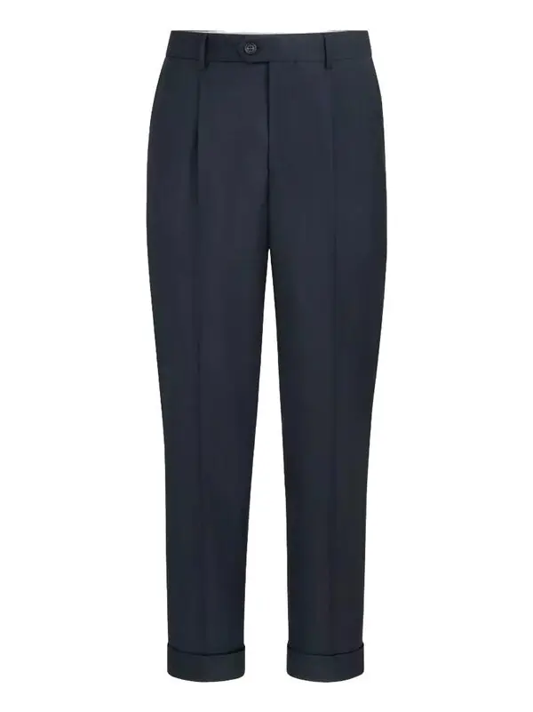 Brunello Cucinelli Super 150s Virgin Wool Four Season Batavia Trousers With Pleat - Blue