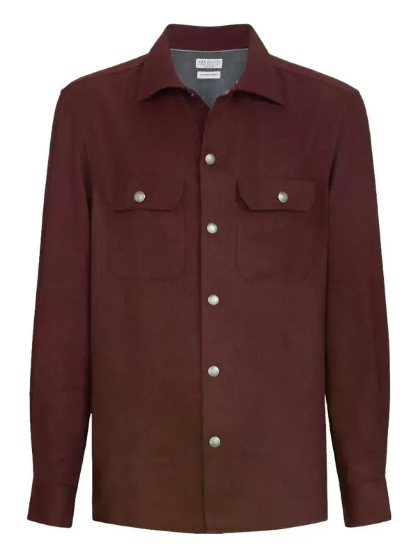 Brunello Cucinelli Flannel Chest-pockets Shirt Jacket - Red