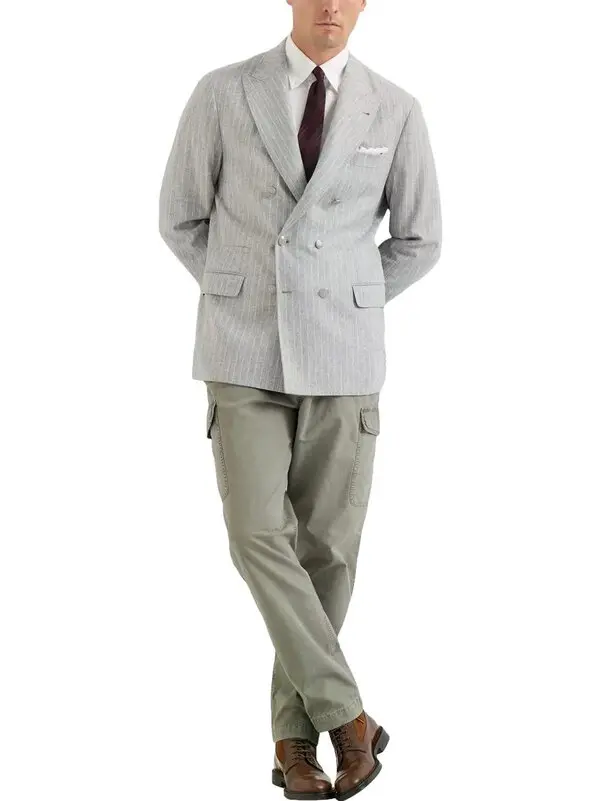Brunello Cucinelli Peached Cotton Gabardine Cargo Trousers - Green