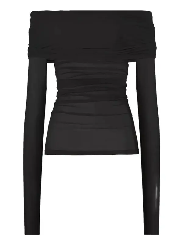 Wolford Draped Semi-sheer Top - Black