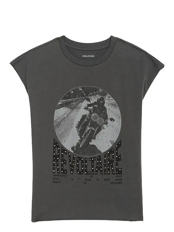 Zadig&Voltaire Cloe Rhinestone-embellished Cotton-jersey Tank Top - Carbone