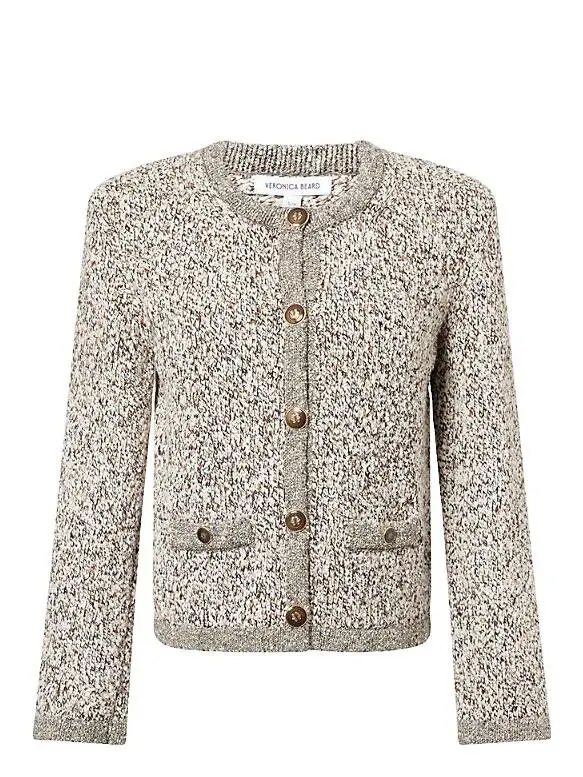 Veronica Beard Rexton Structured Cotton-blend Cardigan - Dove Multi