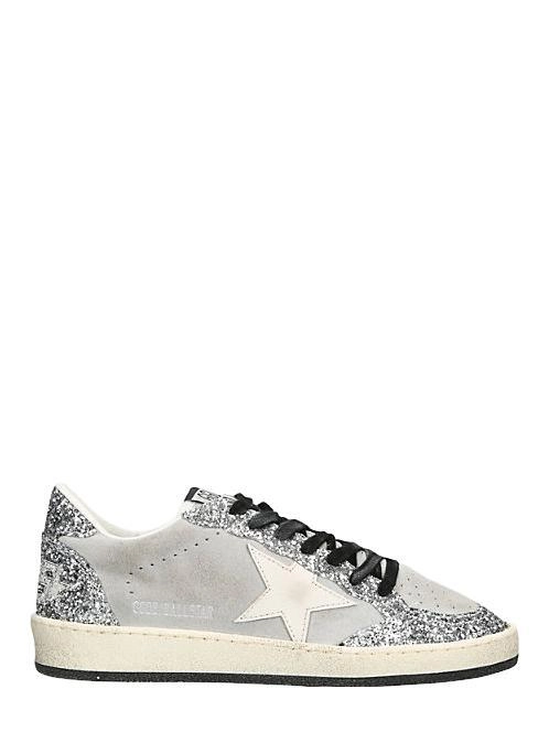 GOLDEN GOOSE Ballstar Glitter And Suede Trainers - Silver Com