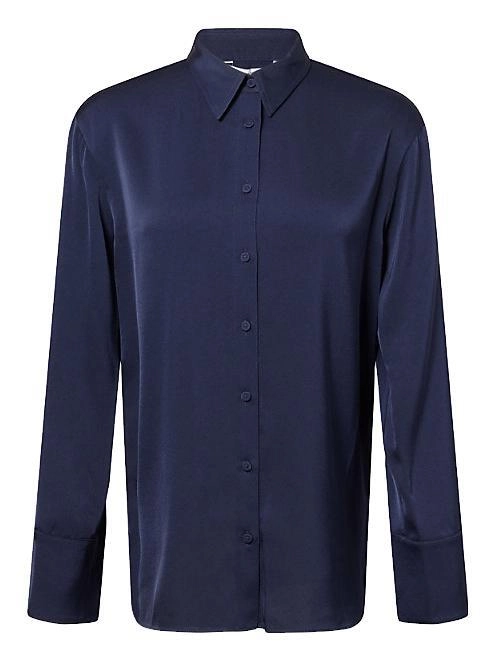Veronica Beard Lloyd Relaxed-fit Satin Shirt - Navy