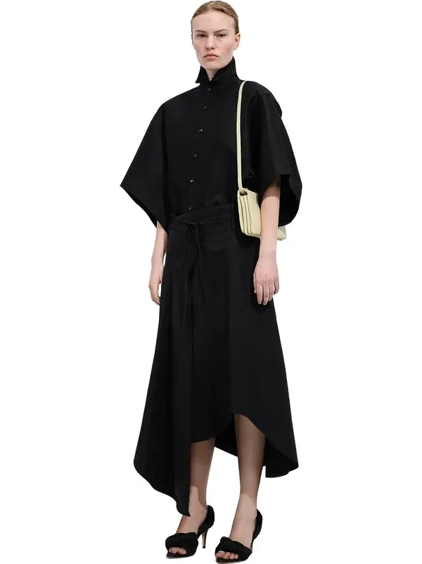 Bottega Veneta Compact Cotton Toile Skirt - Double Black