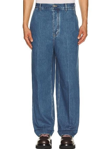 Bottega Veneta Atlantic Blue Denim Wide Leg Trousers - Mid Blue