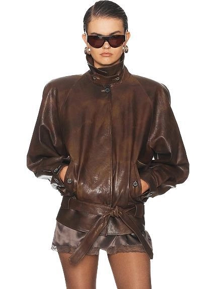 Magda Butrym Leather Jacket - Brown