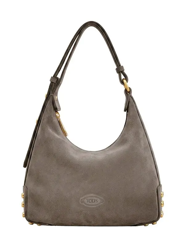 TOD'S Mini Bag Metal Dots Suede Crossbody Bag - Grey