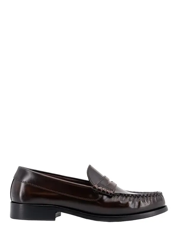 ALOHAS Leather Rivet Loafers - Brown