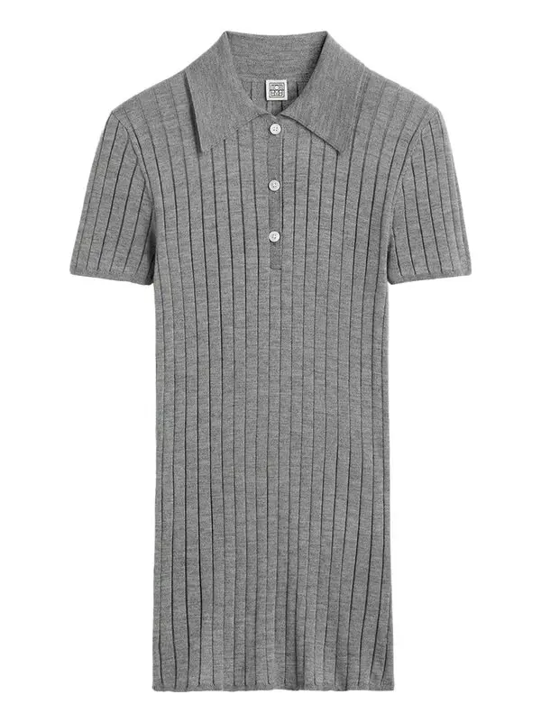 TOTEME Cashmere And Silk Blend Polo Shirt - Grey