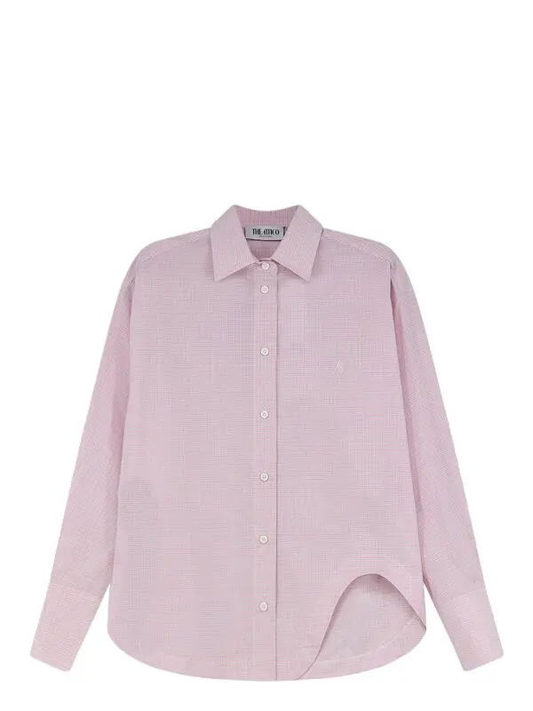 Attico Cotton Shirt With Front Embroidered Logo - Pink