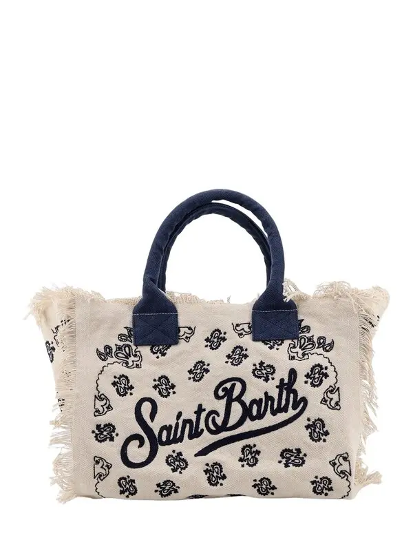 MC2 SAINT BARTH Vanity Cotton Handbag With All-over Embroidery - Beige