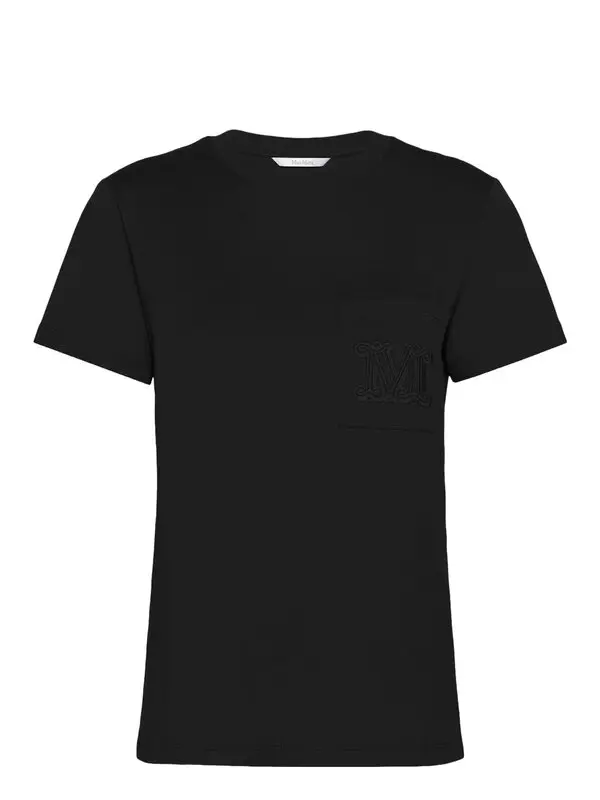 Max Mara Papaia Cotton T-shirt With Monogram - Black