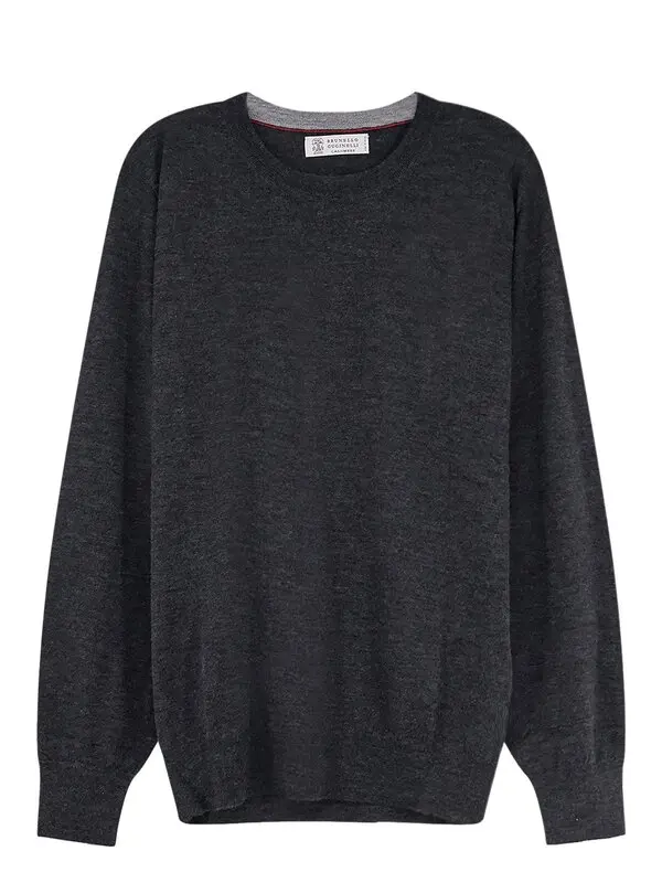 Brunello Cucinelli Cashmere And Silk Crew Neck Sweater - Grey
