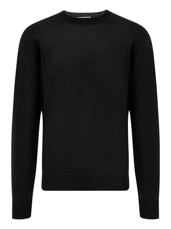 Brunello Cucinelli Cashmere Silk Crew Neck Sweater - Black