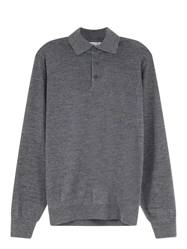 Brunello Cucinelli Cashmere And Silk Polo Shirt - Grey