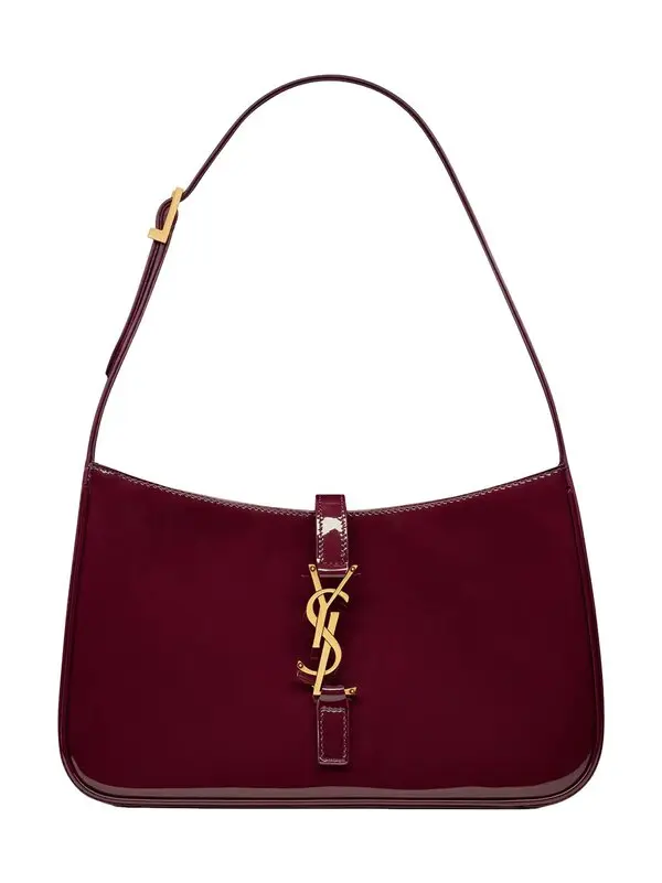 Saint Laurent Le 5 À 7 Bordeaux Patent Leather Shoulder Bag - Red