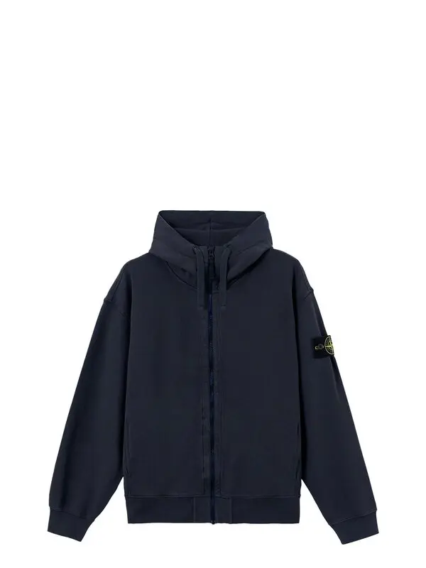 Stone Island Oversize Biologic Cotton Sweatshirt With Zip - Blue