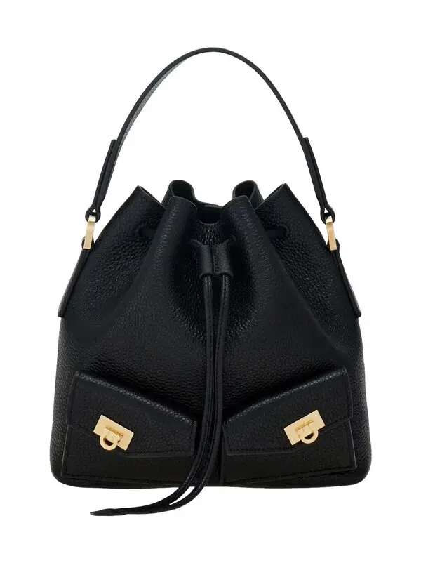 FERRAGAMO Leather Bucket Bag - Black