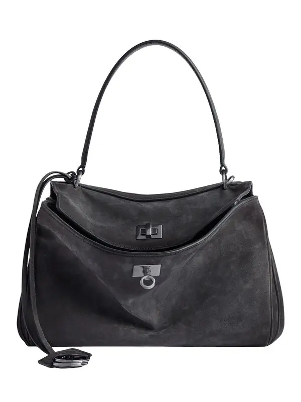 Balenciaga Rodeo S Suede Crossbody Bag - Grey