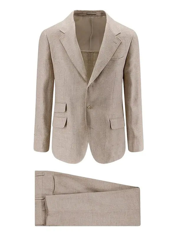 Brunello Cucinelli Silk, Linen And Wool Suit - Beige
