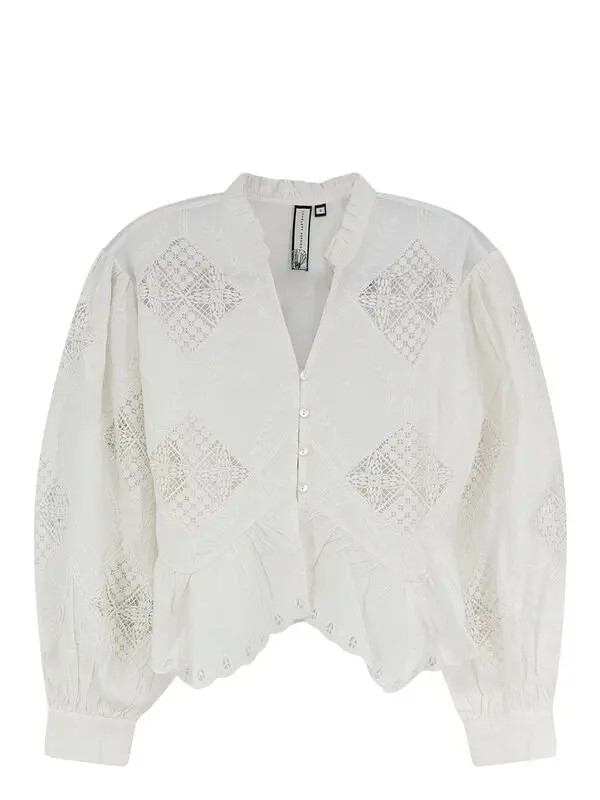 SCARLETT POPPIES Yorken Cotton Embroidered Shirt - White