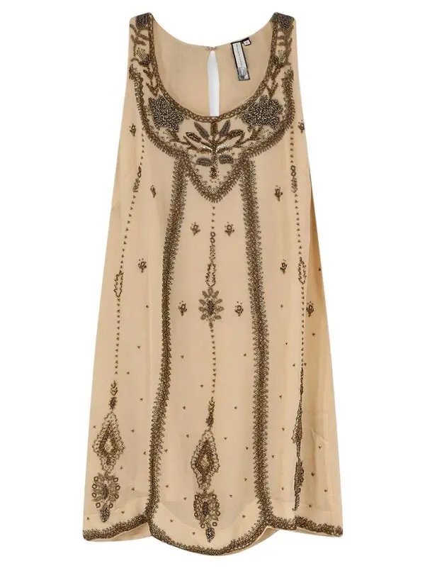 SCARLETT POPPIES Anabel Viscose Dress With Embroidery - Beige
