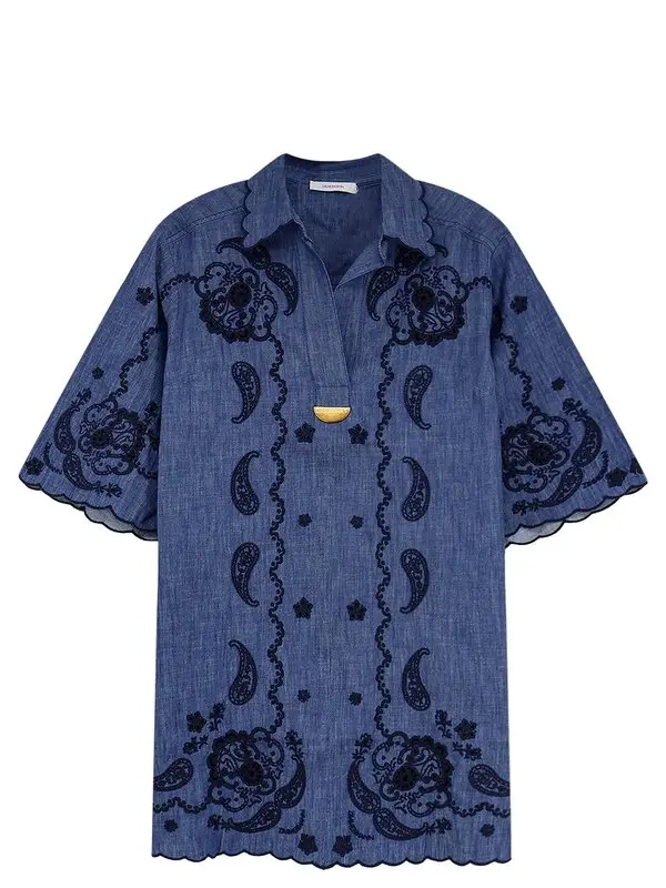 Zimmermann Aster Denim Mini Dress - Blue