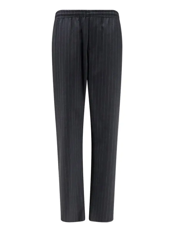 Burberry Pinstriped Wool Drawstring Trousers - Grey