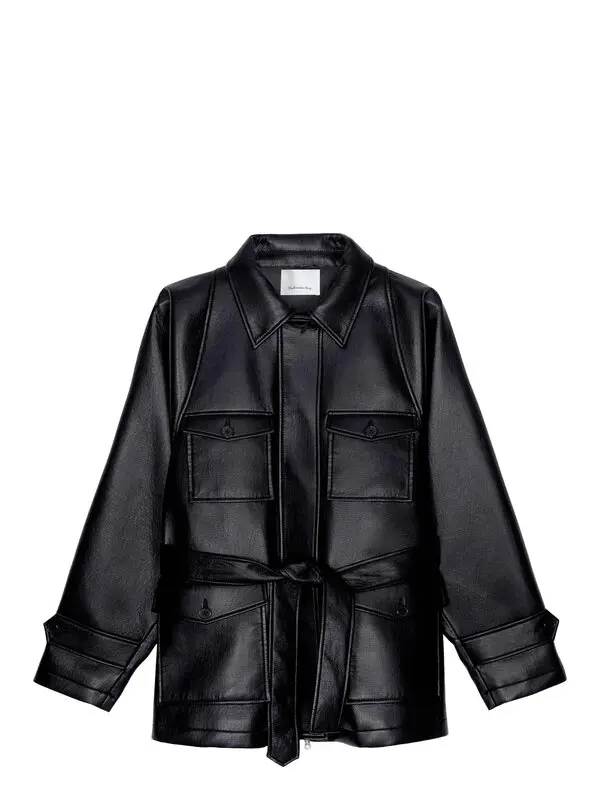 THE FRANKIE SHOP Kelia Faux Leather Trench - Black