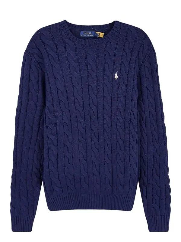 Polo Ralph Lauren Cotton Sweater With Embroidered Logo On The Front - Blue