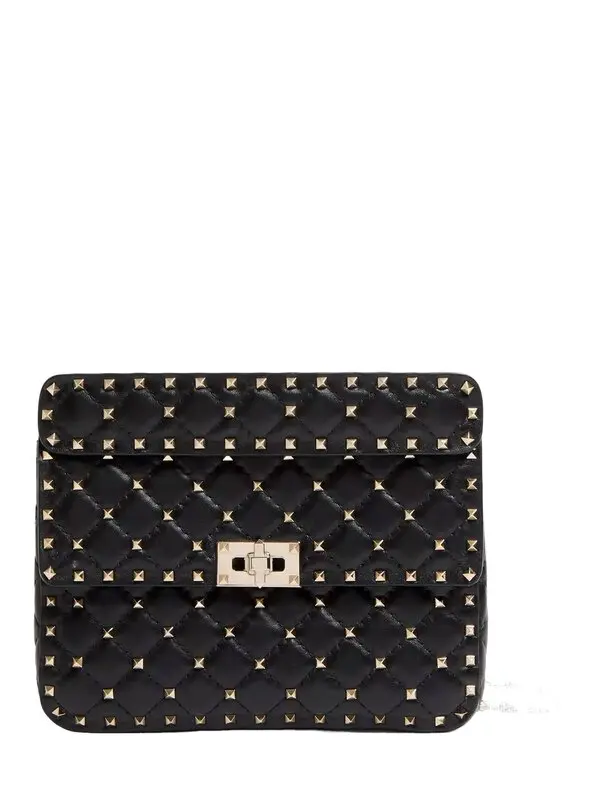 Valentino Garavani Rockstud Spike Leather Crossbody Bag With Iconic All-over Studs - Black