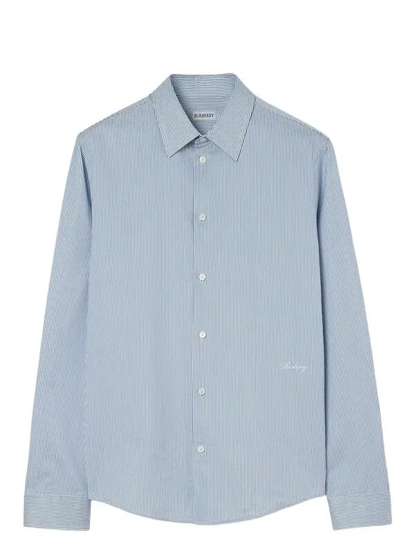 Burberry Striped Cotton Shirt - Blue