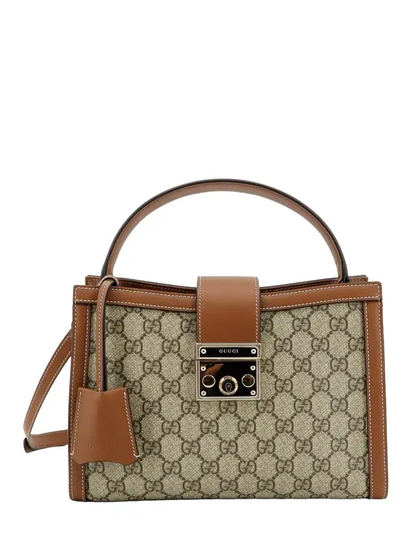 Gucci Padlock Handbag With Shoulder Strap - Beige