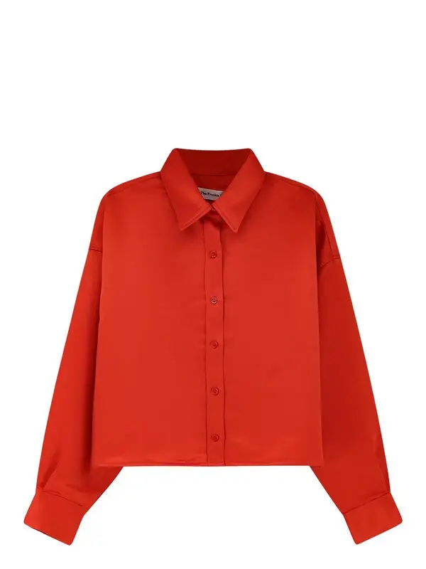 THE FRANKIE SHOP Arlen Satin Boxy Shirt - Red