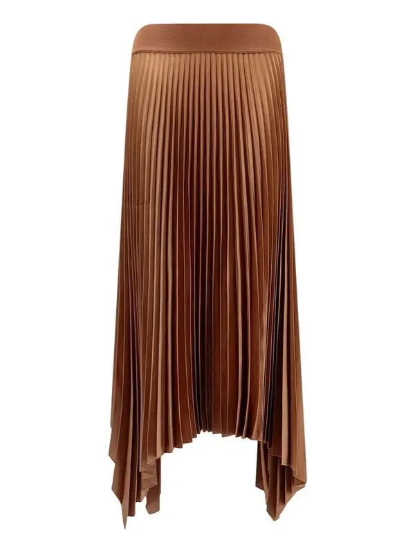 JOSEPH Pleated Asymmetrical Skirt - Brown