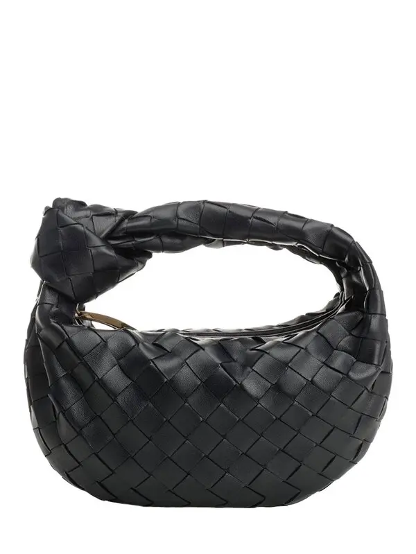 Bottega Veneta Mini Jodie Leather Handbag With Intrecciato Motif - Blue