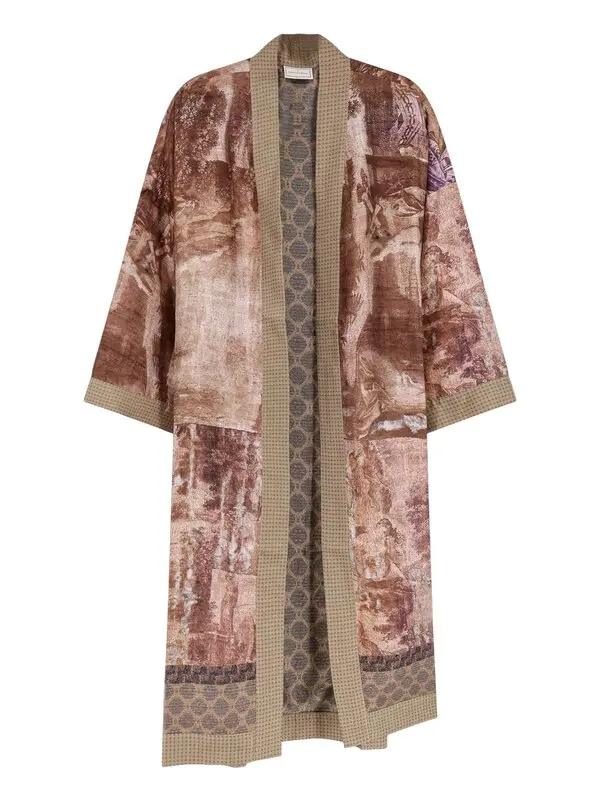 PIERRE-LOUIS MASCIA Aloe Silk Kimono - Brown