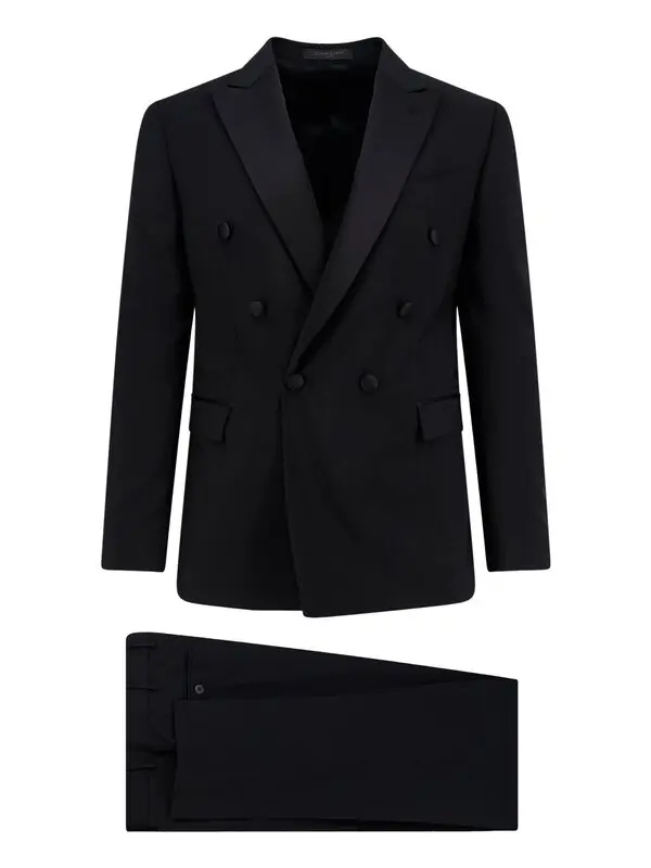Corneliani Double-breasted Virgin Wool And Mohair Tuxedo - Black