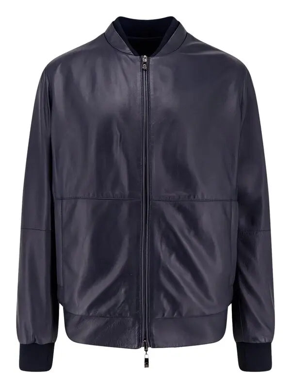 Corneliani Reversible Leather Jacket - Blue