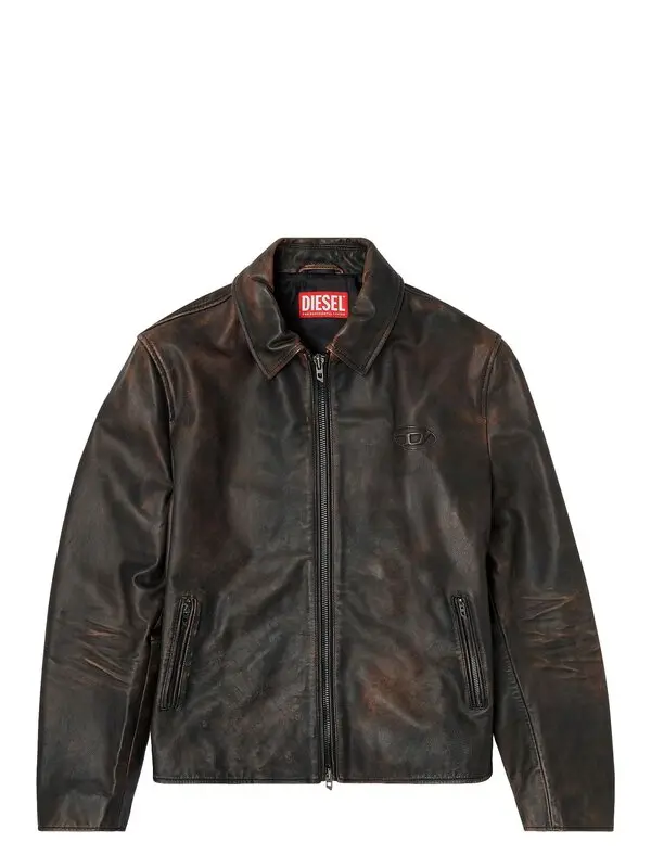 DIESEL® L-amar-wrd Leather Jacket - Brown